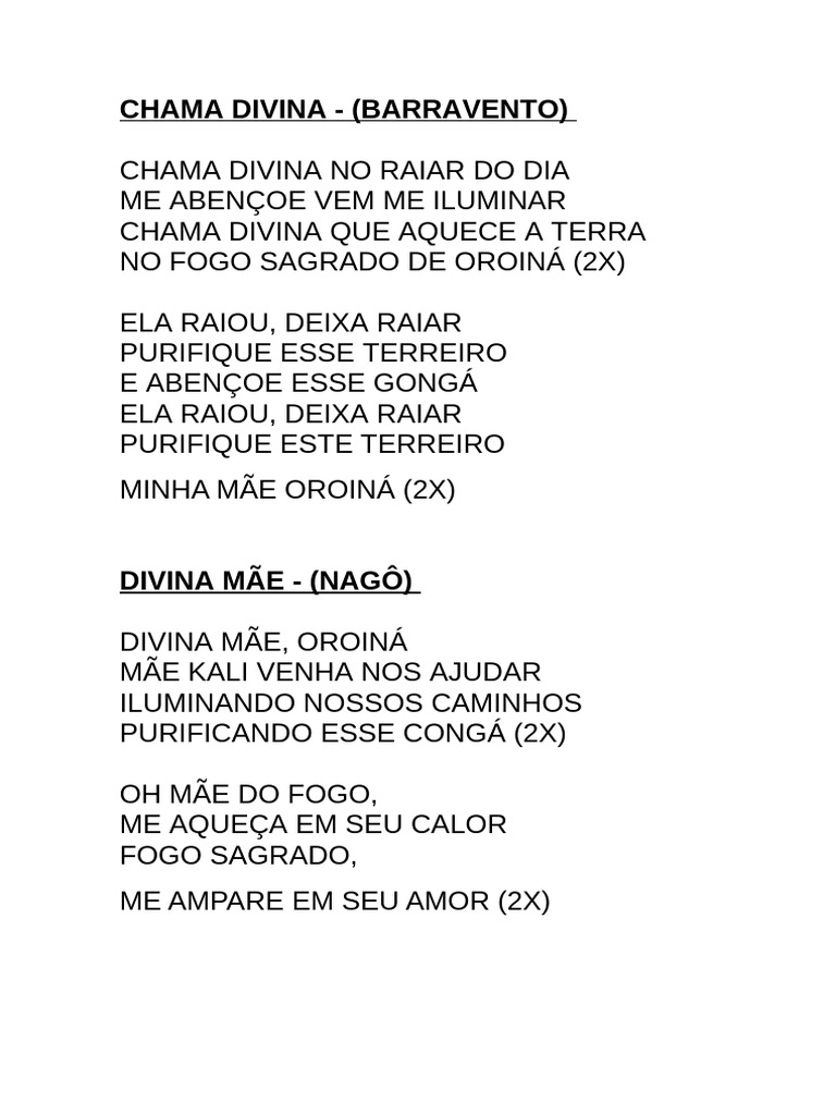 Chama Divina e Mãe Oroiná | PDF