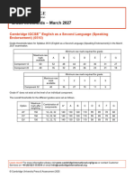 Grade Thresholds - June 2024: Cambridge IGCSE English As A Second Language (Speaking Endorsement ...
