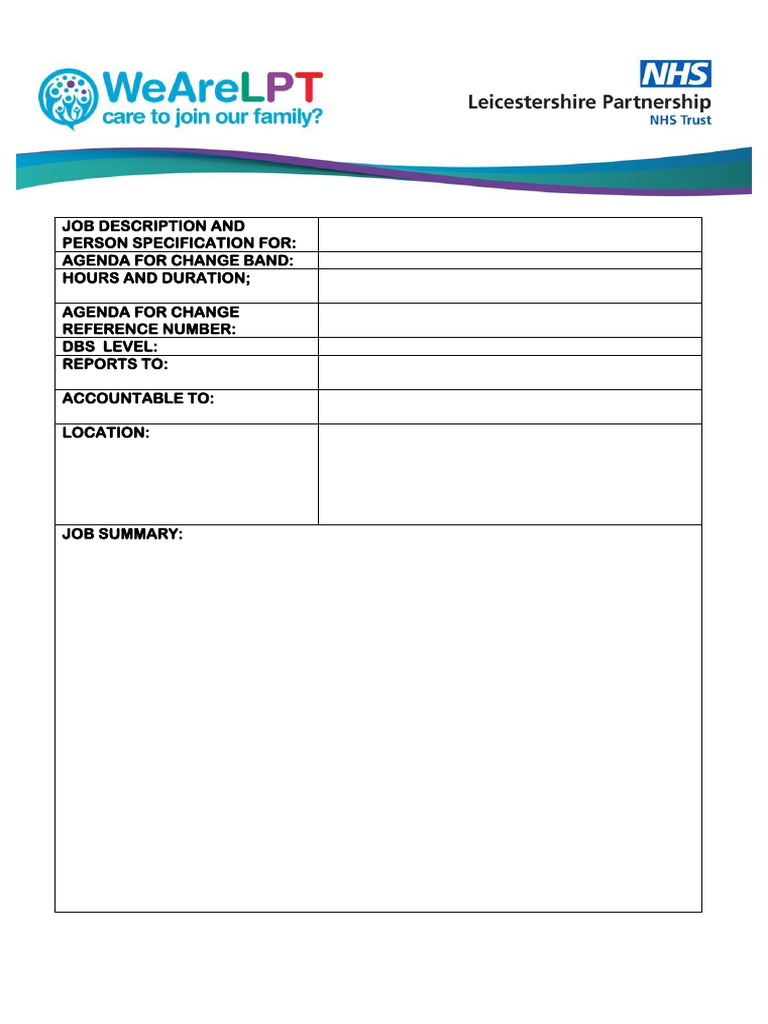 Band 3 OTA Personal Spec and Job Description Band 3 OTA Personal Spec ...