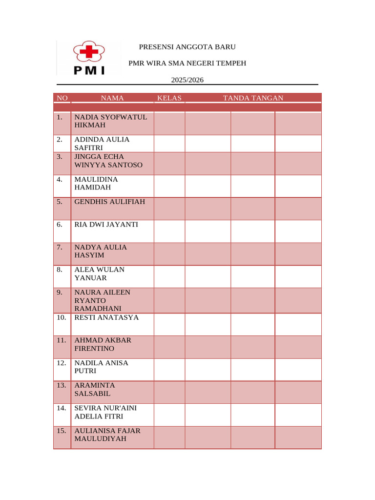 Presensi Anggota Baru | PDF