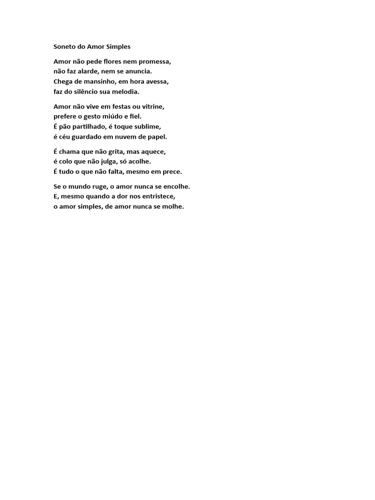 Soneto sobre o Amor Simples | PDF