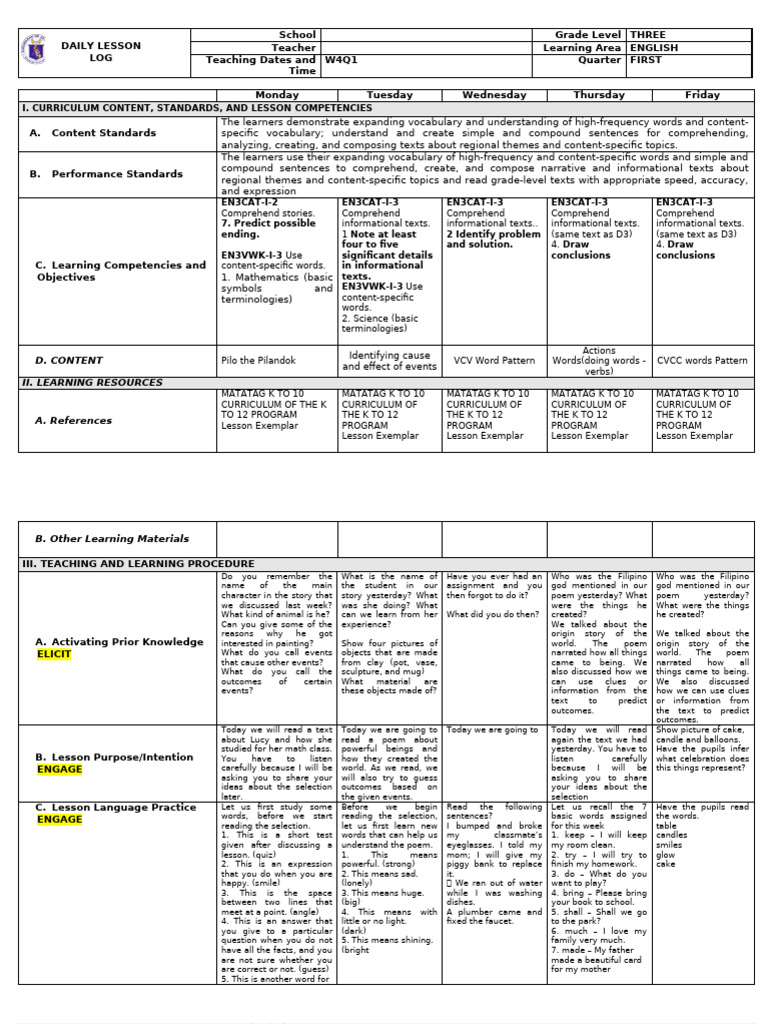 ENG DLL W4Q1 - New Format | PDF | Reading Comprehension | Human Communication
