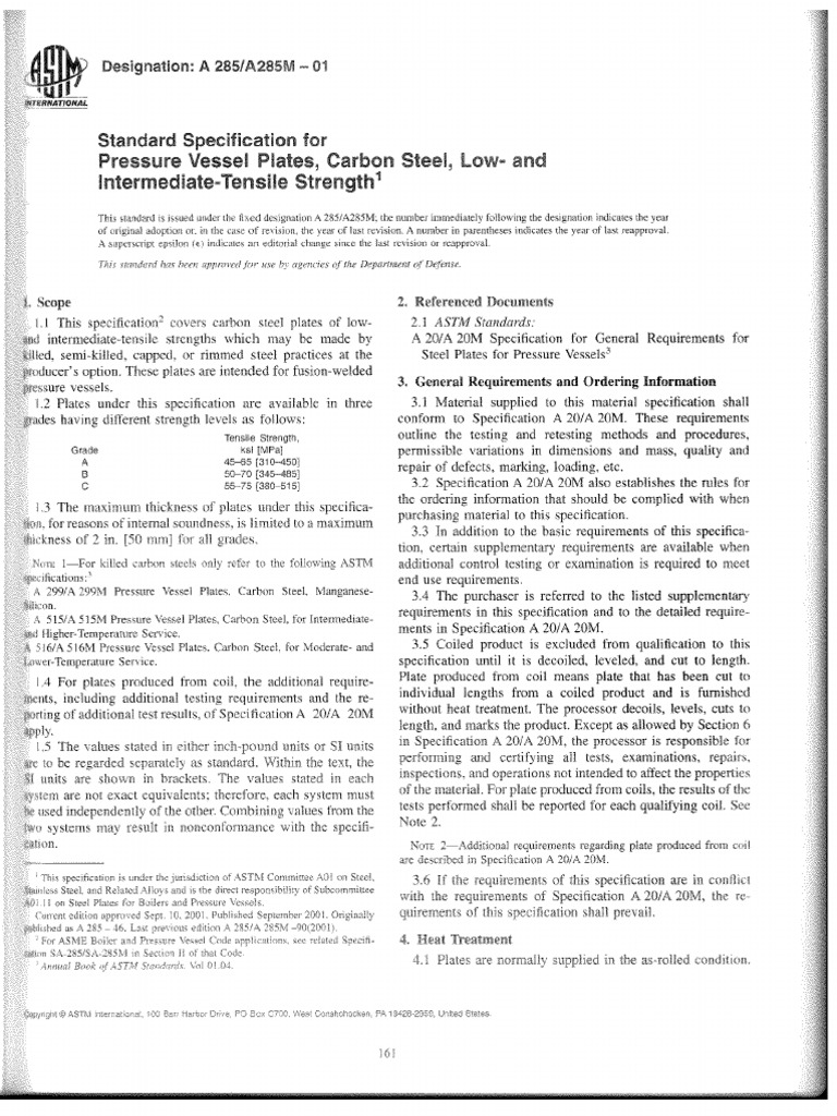 Astm A285m-01 | PDF