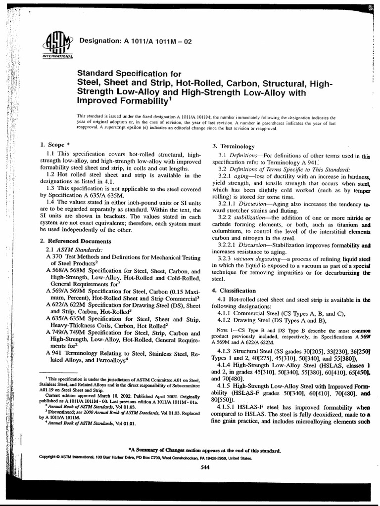 Astm A 1011 1011 M-02 | PDF