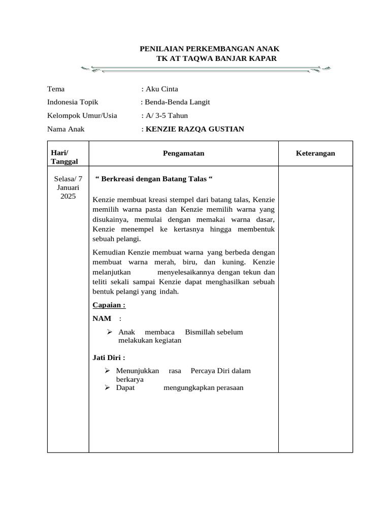 Penilaian Perkembangan Anak | PDF