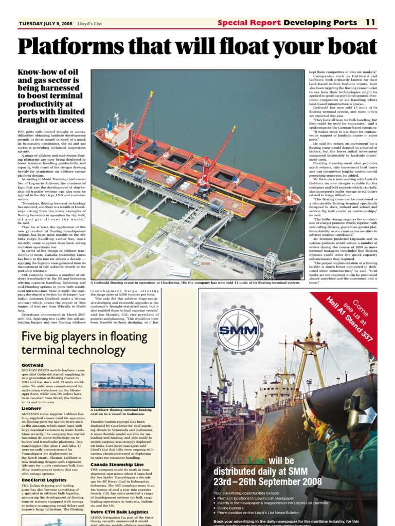 LL Floating Terminals 08-07-08 | PDF | Crane (Machine) | Port