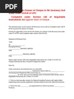 Sample Legal Notice 138 | PDF | Cheque | Negotiable Instrument