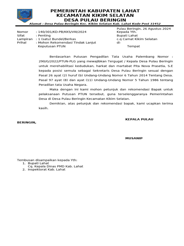 Permohonan Peninjauan Putusan Ptun | PDF