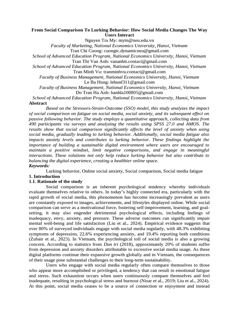 ICSEED 2025 - Full Text - Social Comparison and Lurking Behavior | PDF ...