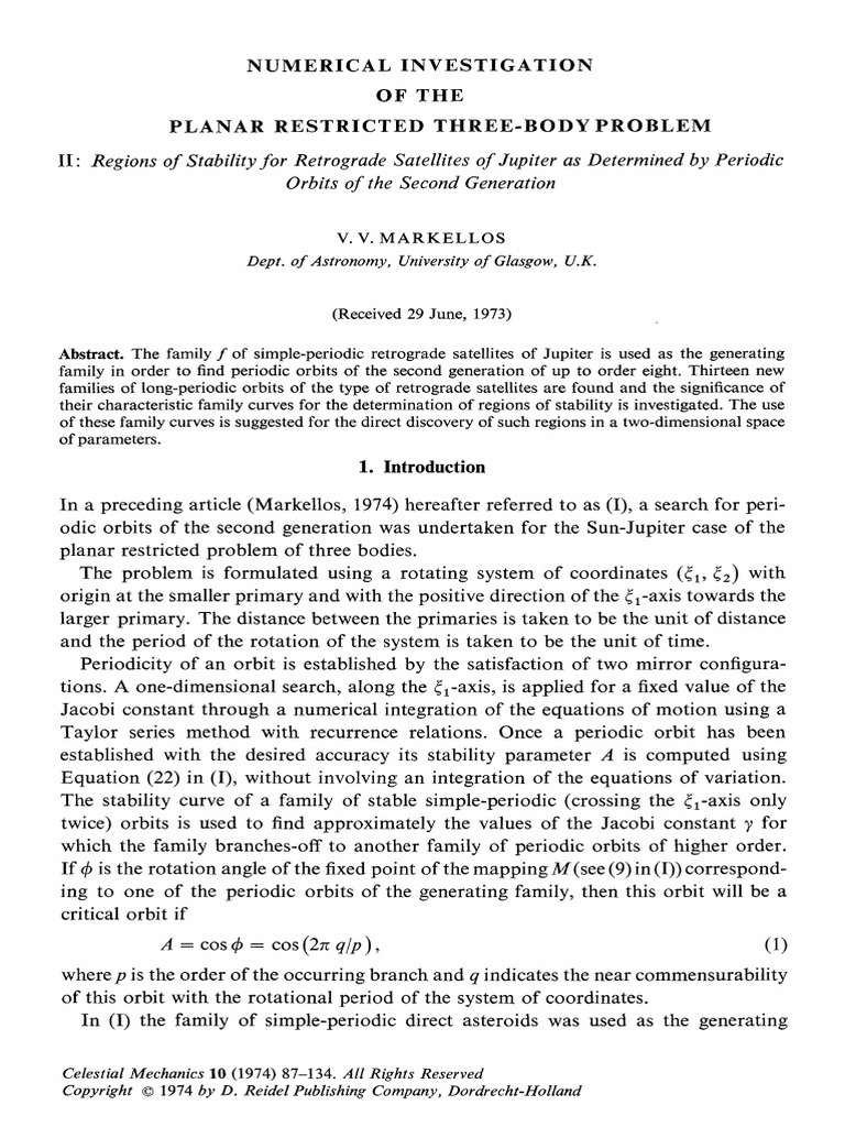 1973 Numerical Investigation of The Planar Restricted Three-Body ...