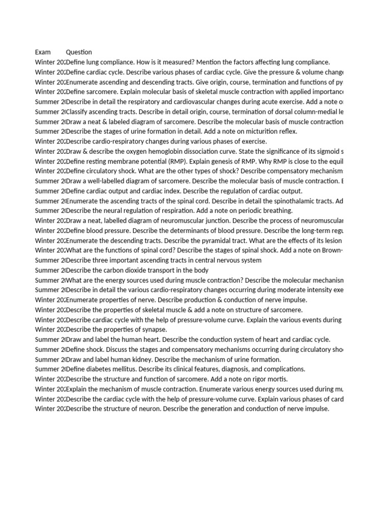 Human Physiology 15 Marks Questions | PDF | Heart | Shock (Circulatory)