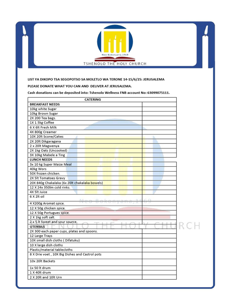 Dikopotsa Moletlo Wa Segopotso Sa Terone - 14-15!6!2025 | PDF