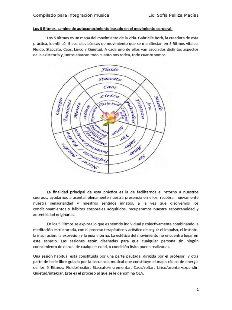 5 Ritmos de Gabrielle Roth: Autoconocimiento | PDF | Bailes | Las emociones