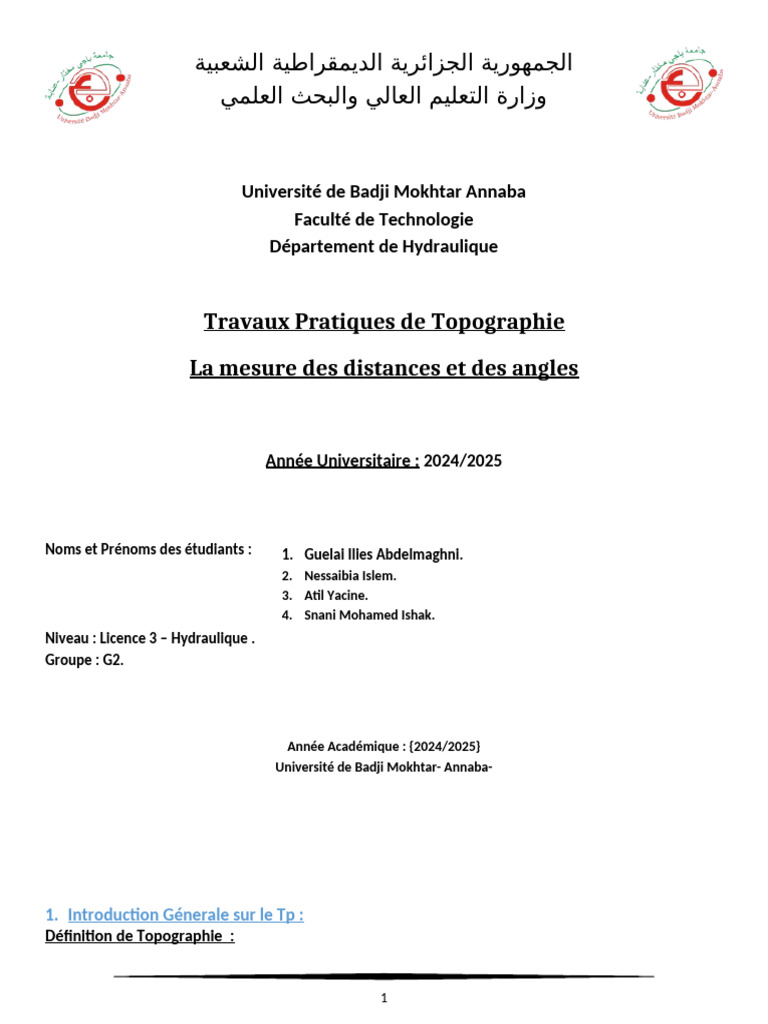 Mesures topographiques en hydraulique | PDF | Topographie | Appareils ...