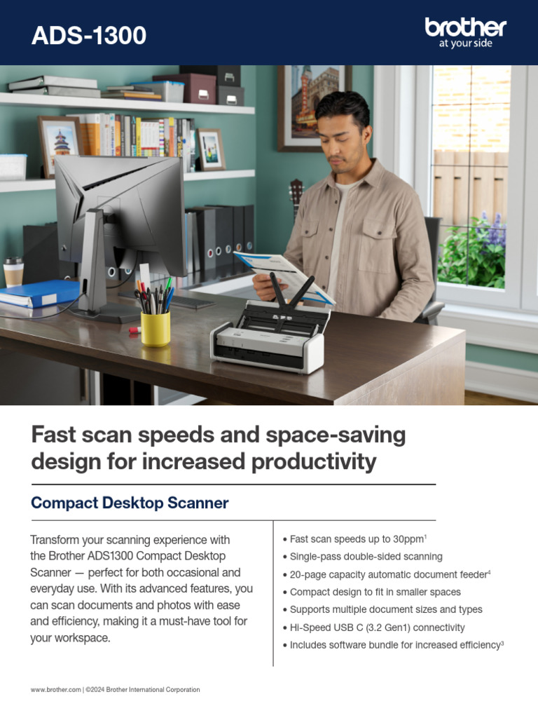 Brother ADS-1300 Scanner Overview | PDF | Image Scanner | Software