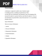 Class 9 Determiners Worksheet | PDF
