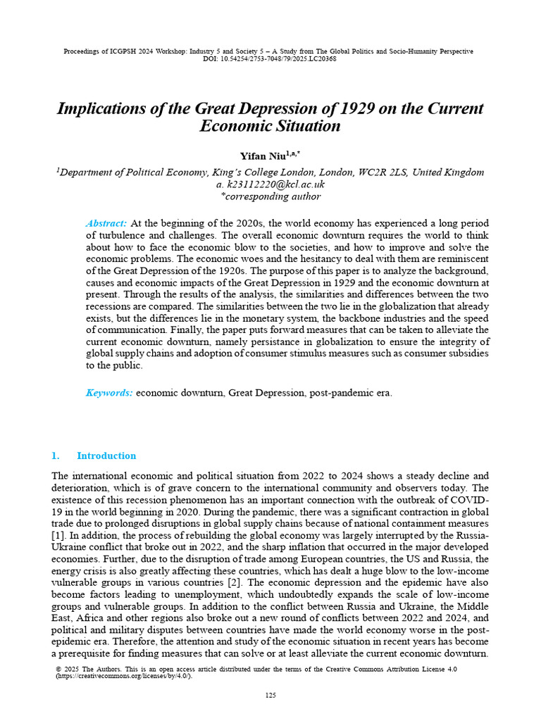 Implications of The Great Depression of 1929 On TH | PDF | Great ...