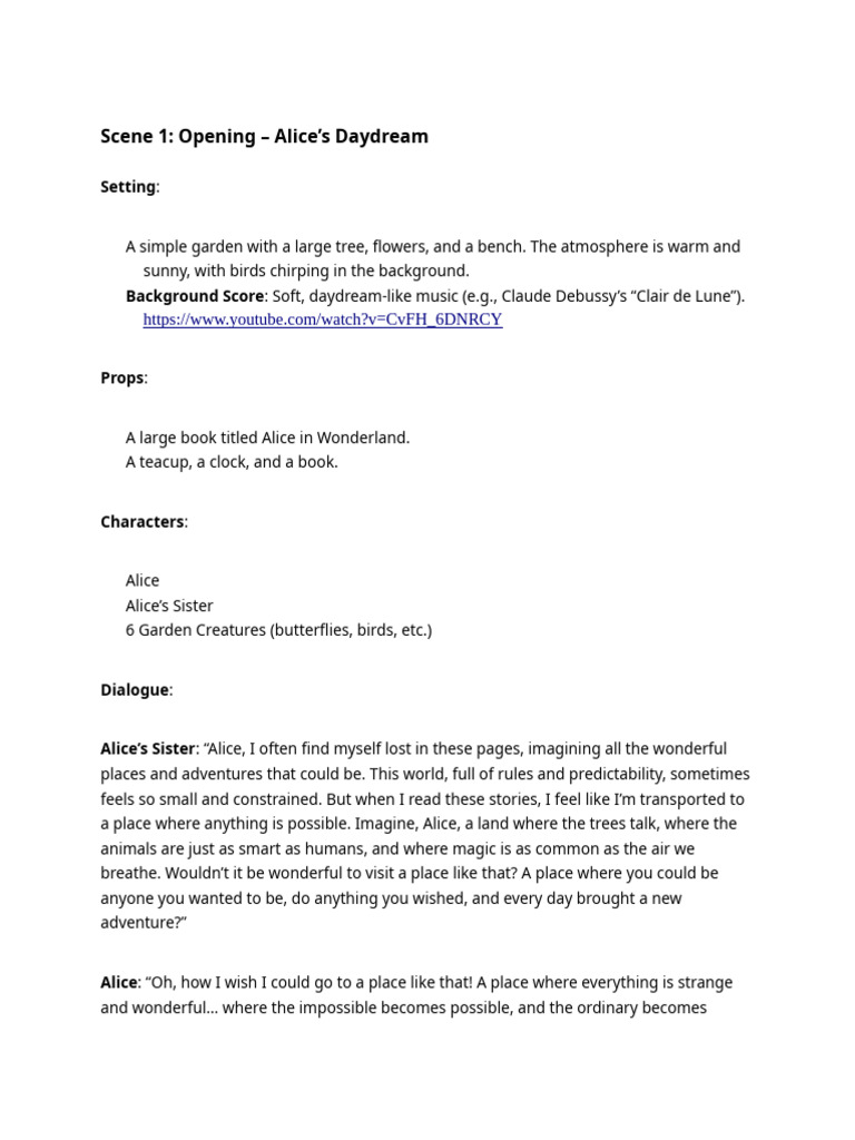 Alice in Wonderland Script - Concert | PDF | Alice (Alice's Adventures ...