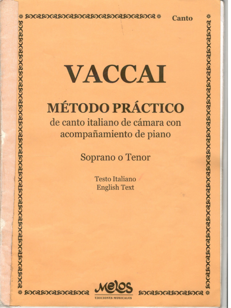 Vaccai, Nicola - Método Práctico Di Canto (Soprano o Tenor) | PDF
