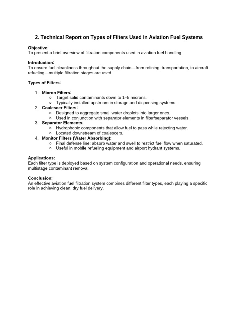 Aviation Fuel Filtration Systems Overview | PDF