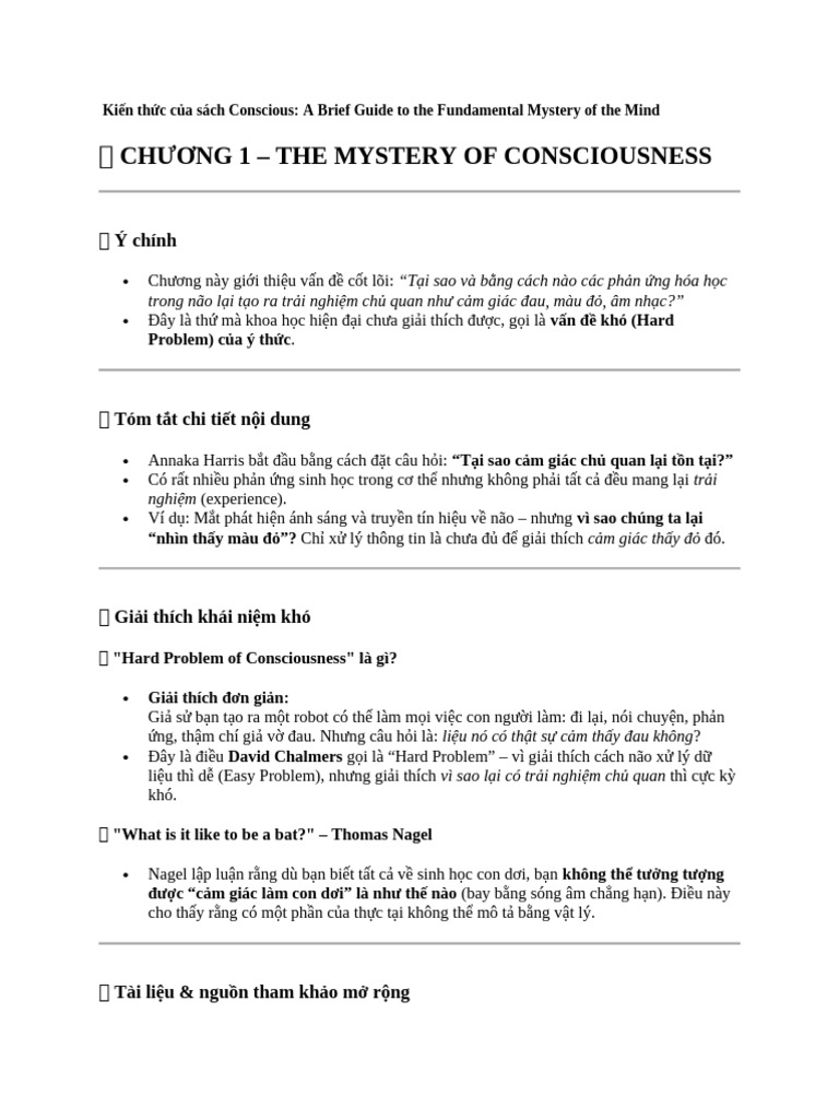 Kiến thức của sách Conscious A Brief Guide to the Fundamental Mystery ...