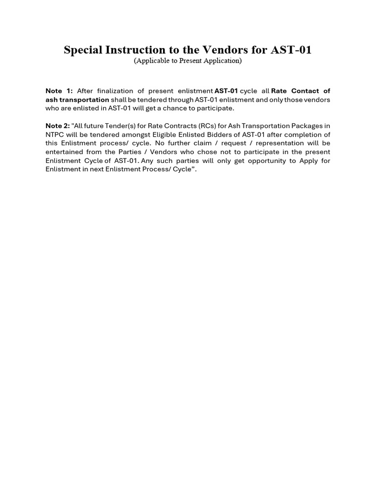 NTPC Vendor Registration for Ash Transport | PDF