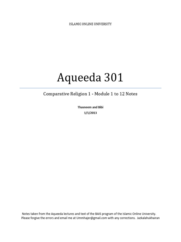 AQD 301 Module 1 - 12 Notes - Premidterm | PDF | Deities | Salvation