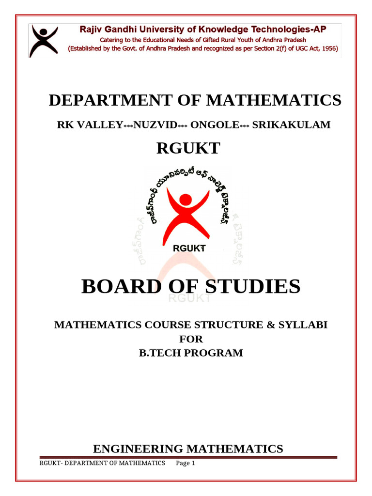 B.Tech Engineering Mathematics Syllabus | PDF | Matrix (Mathematics ...