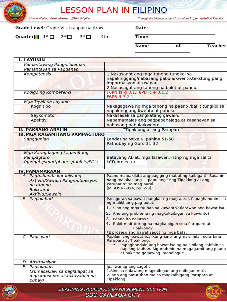 Grade 6 - Week 1 - Day 4 | PDF