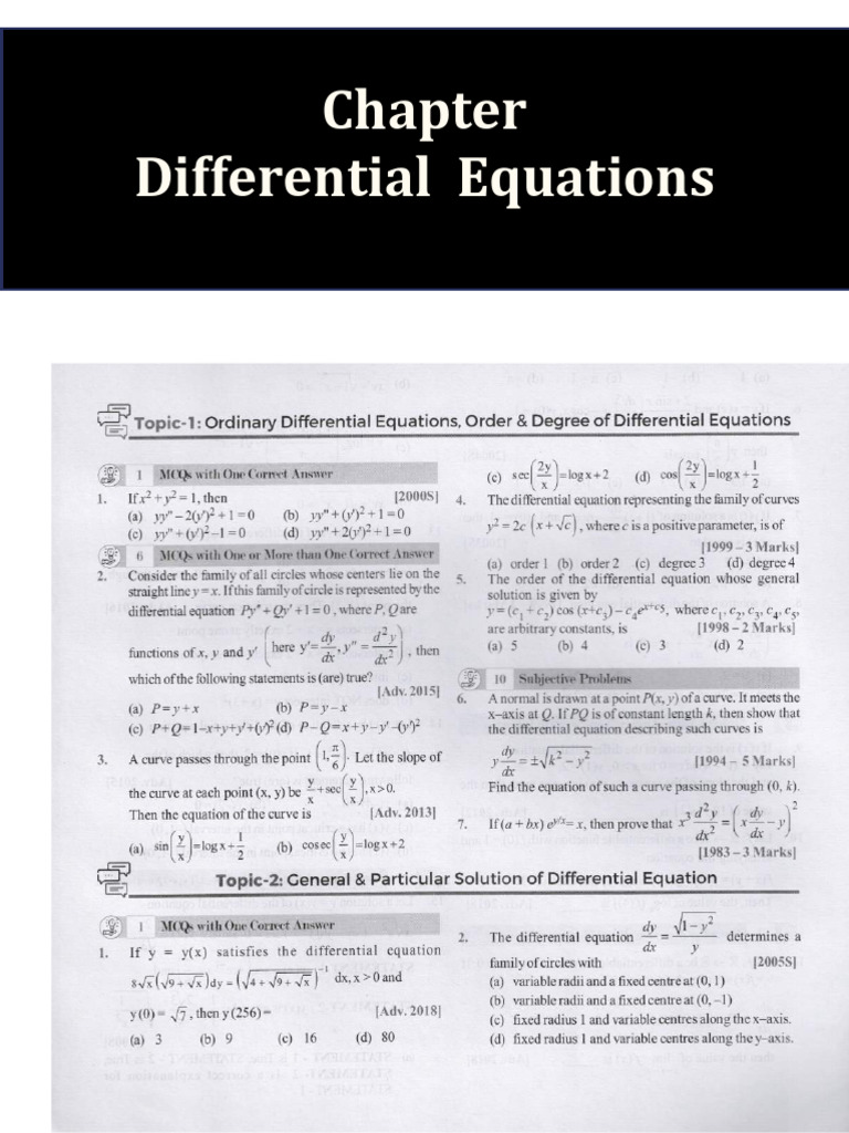 Differential Equations Jee Advance Level Sheet | PDF