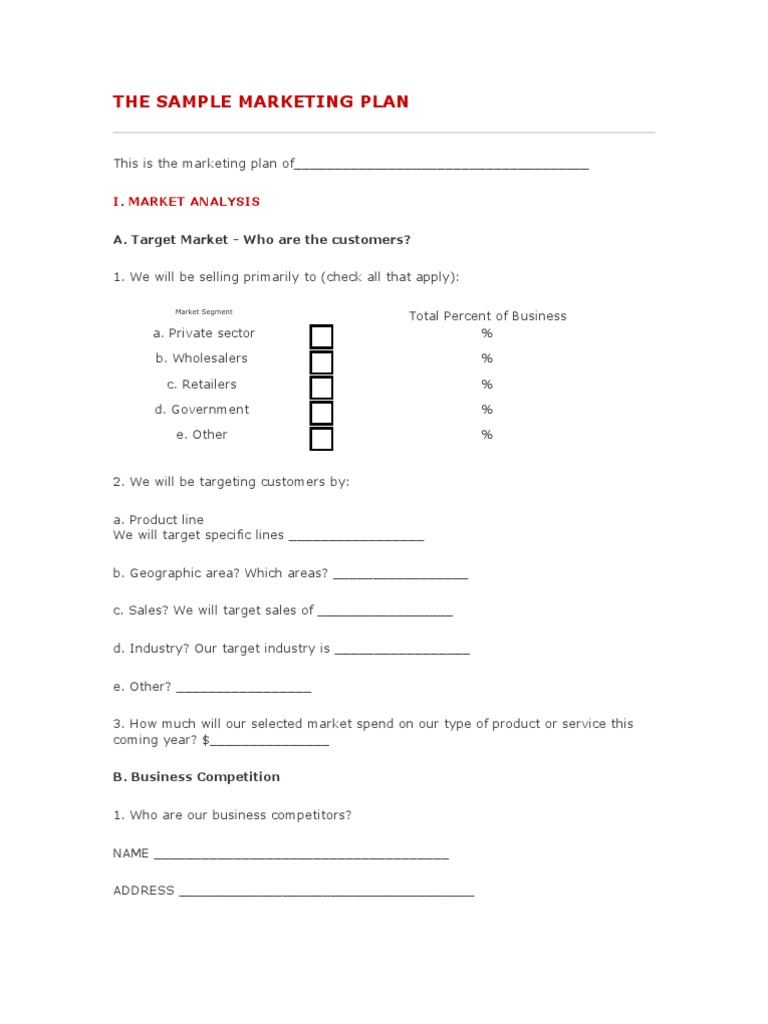 Comprehensive Marketing Plan Template | PDF | Market (Economics ...