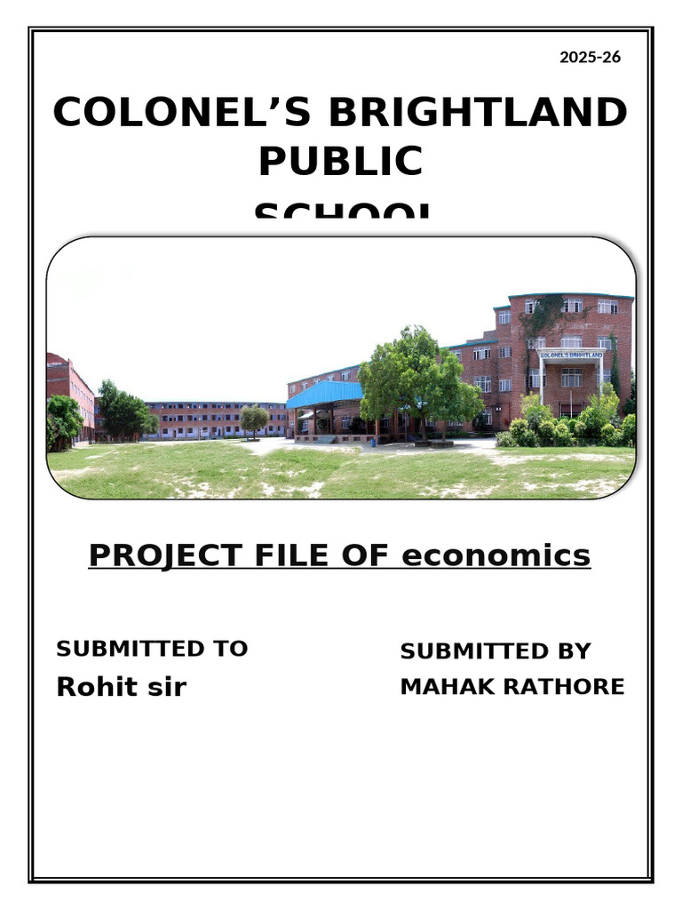 Colonel'S Brightland Public School: PROJECT FILE OF Economics | PDF