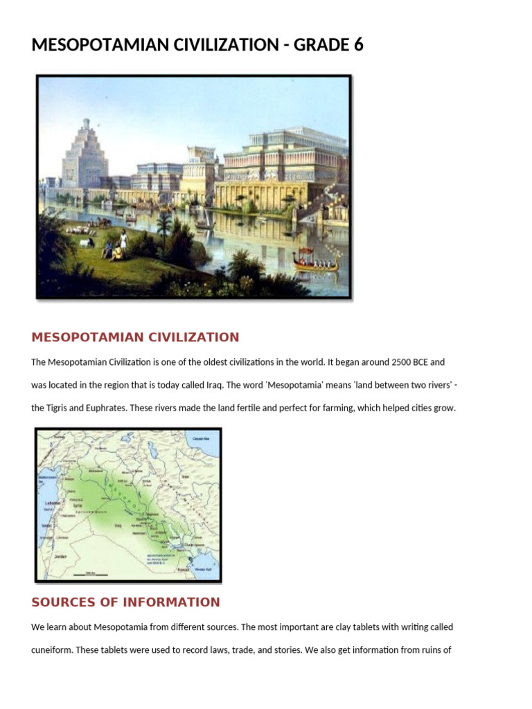 6th Grade Mesopotamia Project Guide | PDF | Mesopotamia