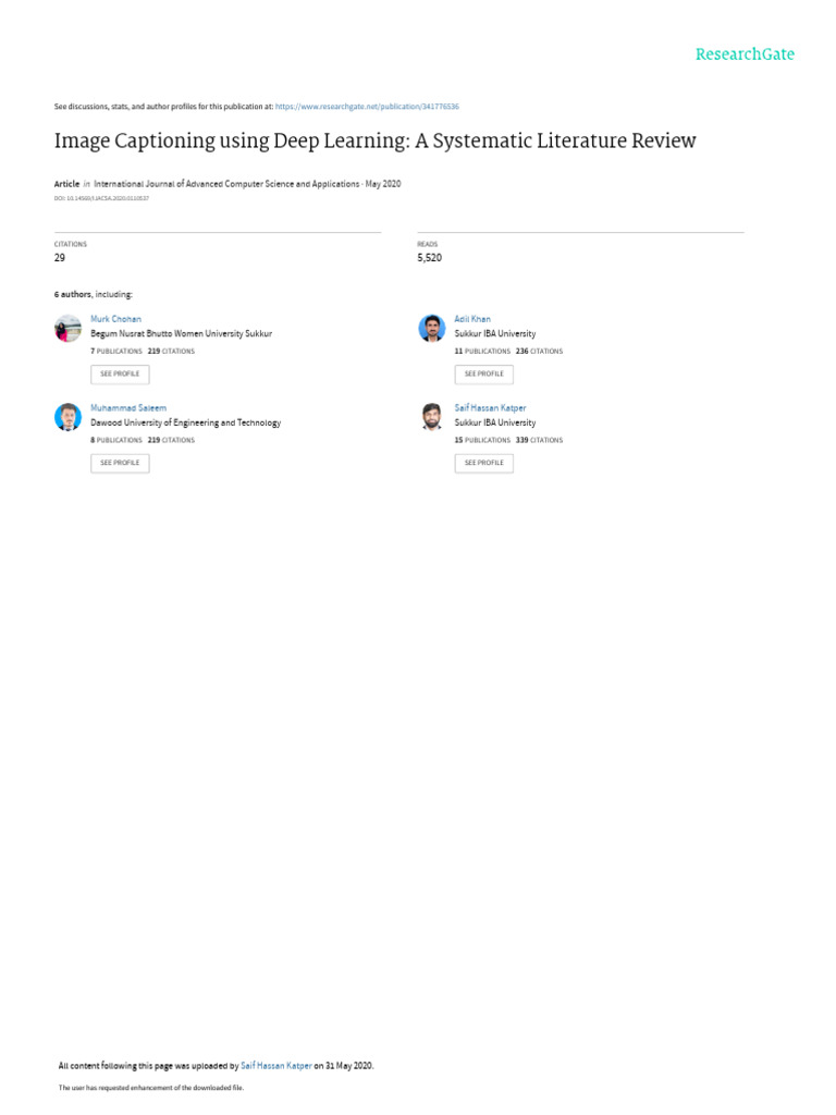 Image Captioning Using Deep Learning | PDF | Deep Learning | Applied Mathematics