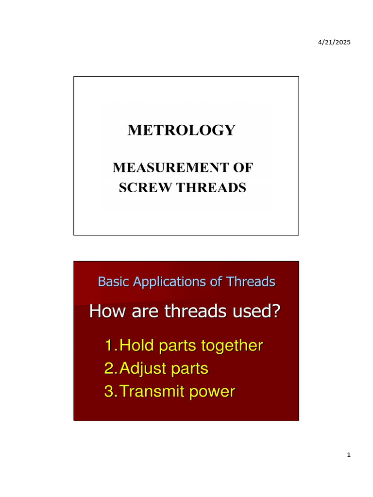 Measrement of Thread - Part 1 | PDF | Tools | Machining