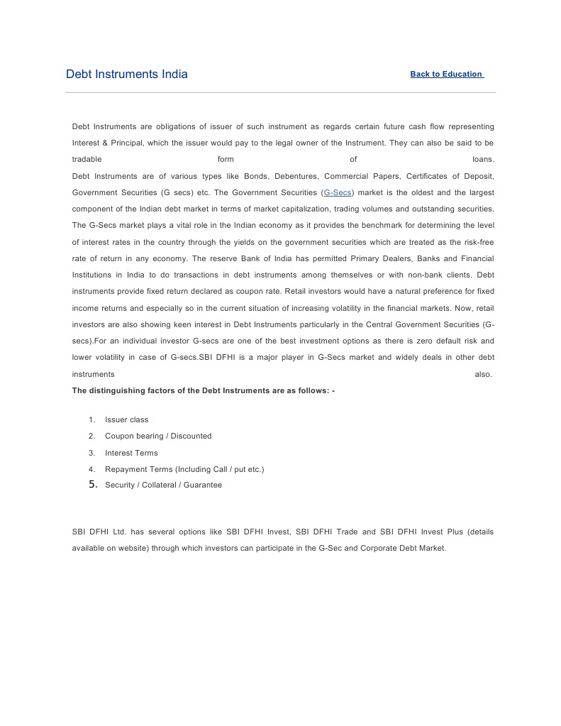 Debt Instruments India | PDF | Finance & Money Management