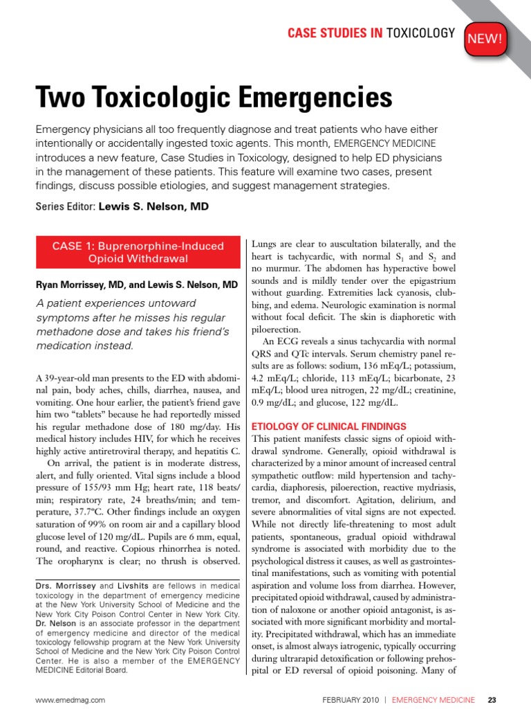 Two Toxicologic Emergencies: Case Studies in | PDF | Opioid | Receptor ...