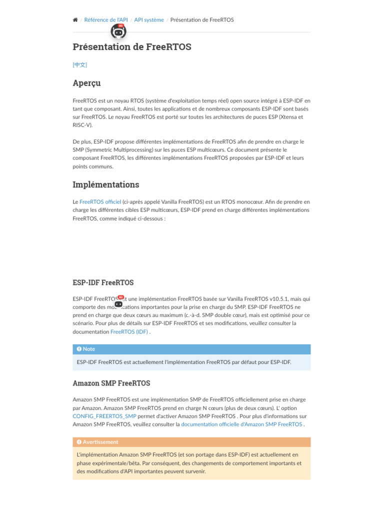 Présentation de FreeRTOS - ESP32 - Guide de Programmation ESP-IDF - Dernière Documentation | PDF ...