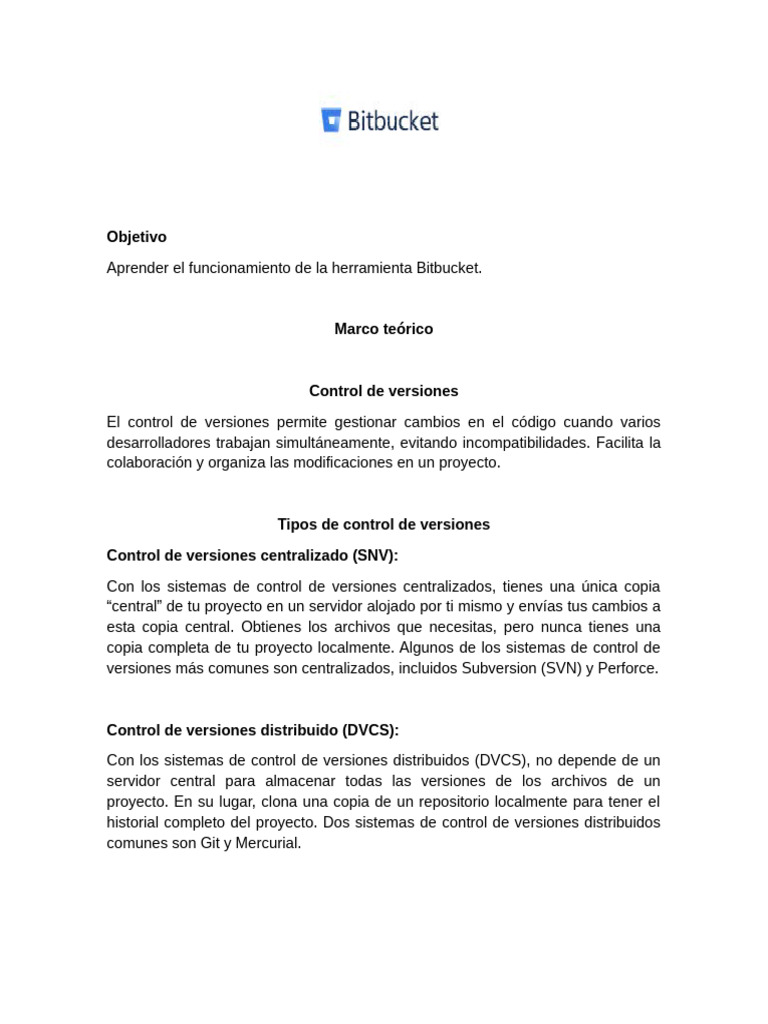 Bitbucket 26022025 | PDF | Control de versiones | Software de red basado en protocolo de Internet