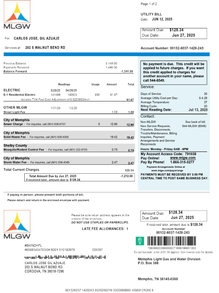 Utility Bill Tns Azuaje | PDF