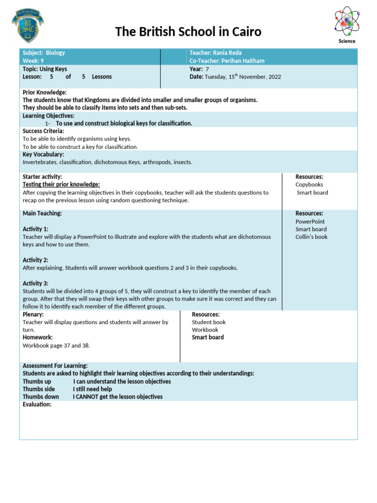 Using Keys Lesson Plan L2 (Week 9) | PDF | Behavior Modification ...
