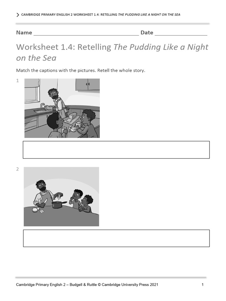 Retelling The Pudding Story Worksheet | PDF
