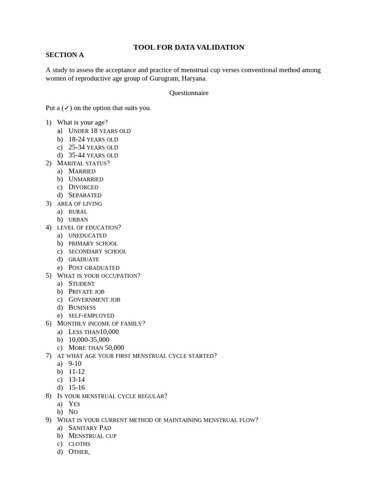 Tool For Data Validation | PDF | Hygiene | Human Reproduction
