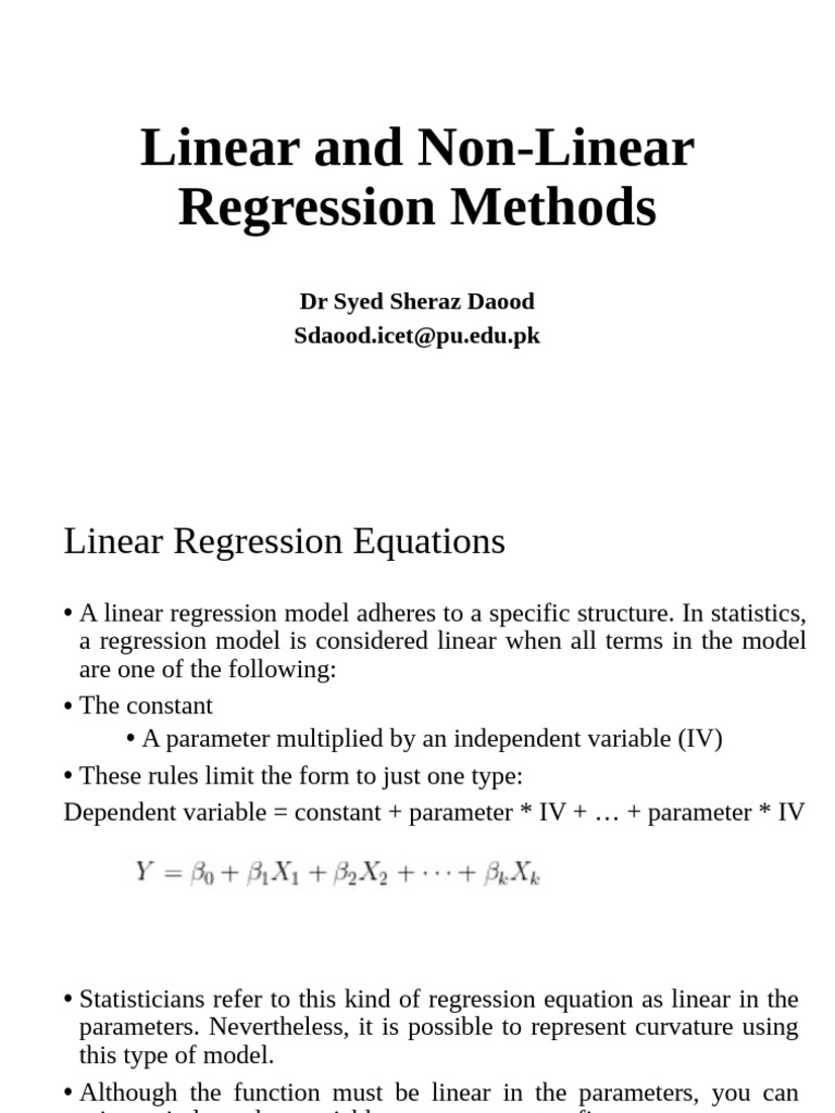 Linear Vs Non Linear Regression Lecture 1 | PDF | Regression Analysis ...