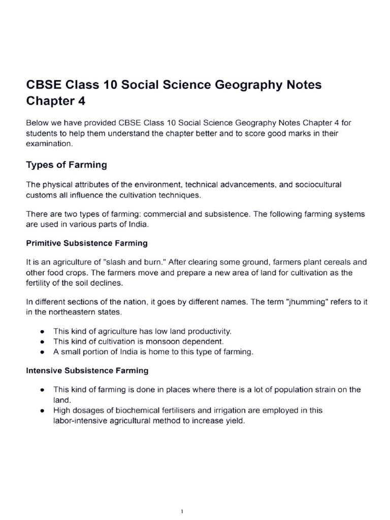 Geo - ch-4 Agriculture Notes | PDF