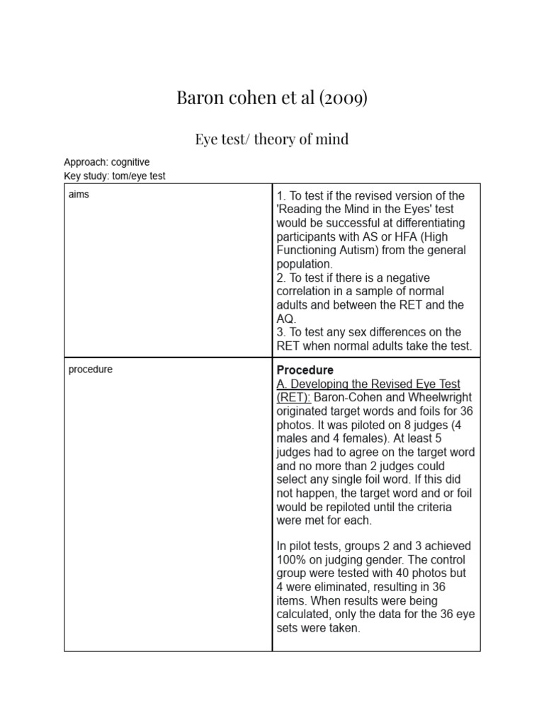 Revised Eye Test for Autism Study | PDF | Asperger Syndrome | Autism