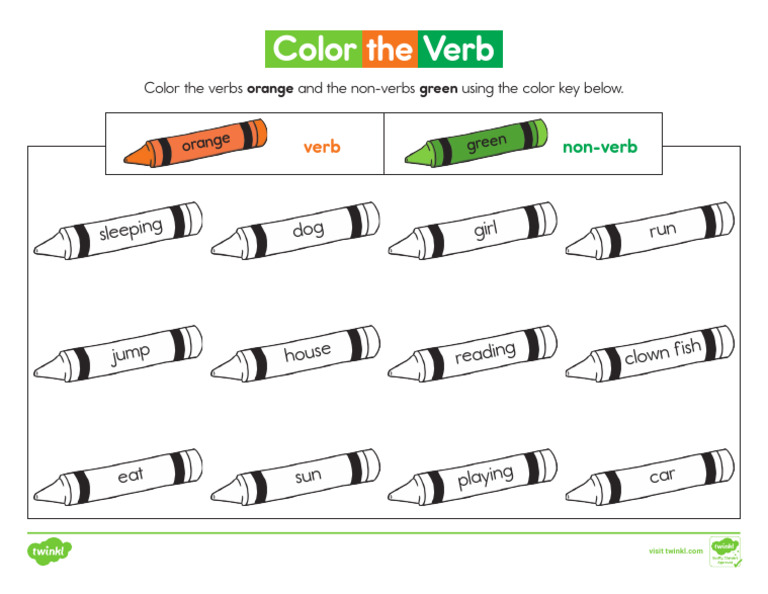 Color the Verbs Worksheet | PDF
