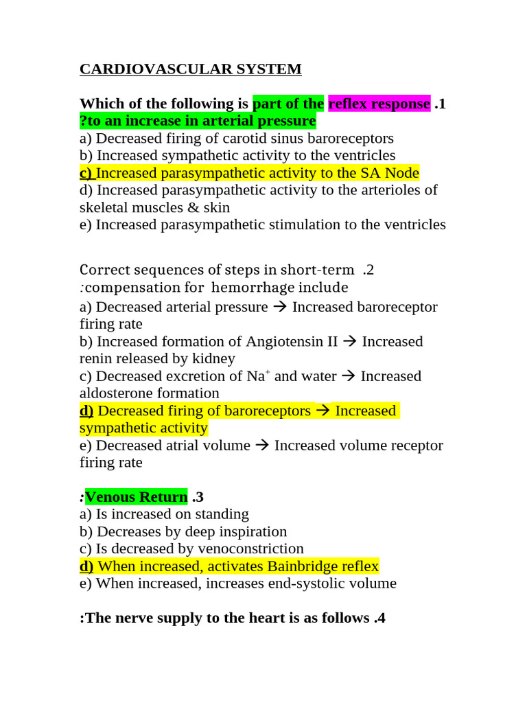 Cardiovascular System Exam - Answer | PDF | Heart | Diastole