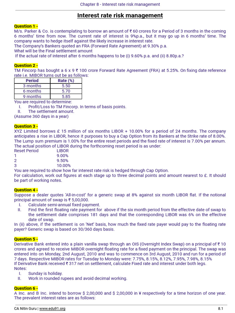 08 Interest Rate Risk Management | PDF | Swap (Finance) | Interest