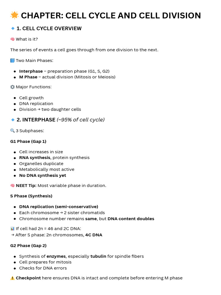 Cycle and Cell Division - Not Just Questions - But Like A Full-On NEET ...
